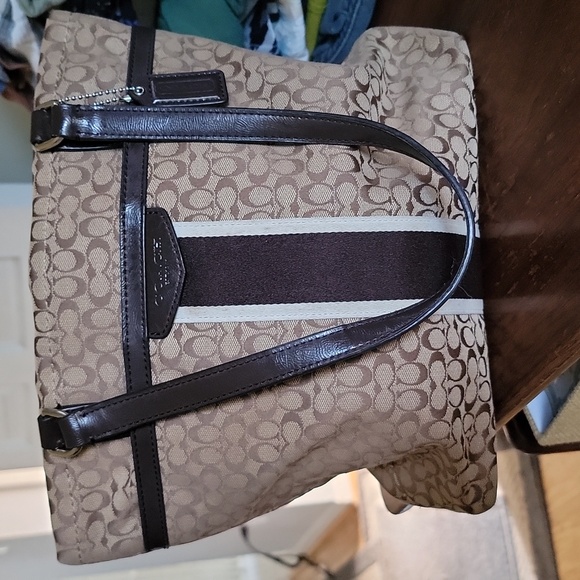 Coach | Bags | Coach Signature Striped Tote Shoulder Bag | Poshmark